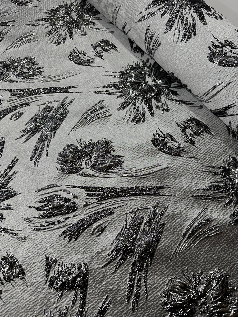 Brocade - Black flower burst – Moosas Fabrics